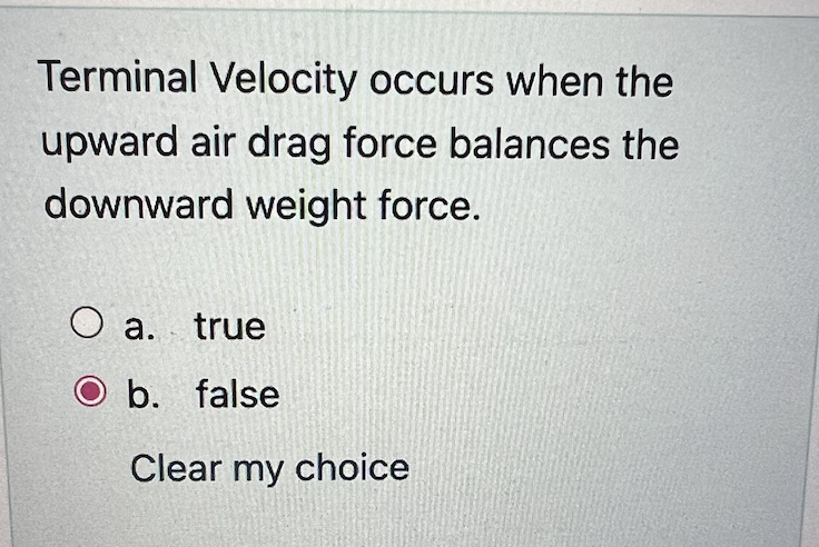 Solved Terminal Velocity occurs when the upward air drag | Chegg.com