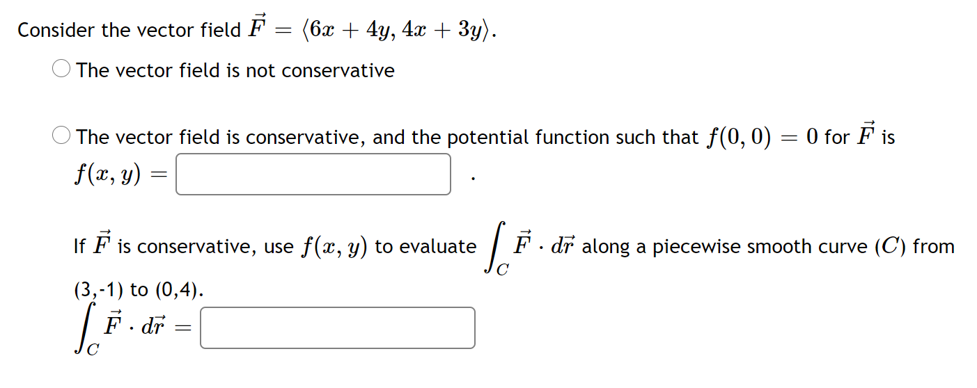 Solved Consider the vector field + = (6x + 4y, 4x + 3y). The | Chegg.com