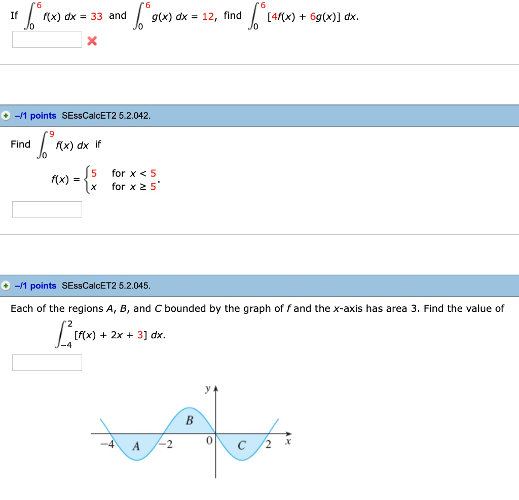 Solved If f(x) dx = 33 and g(x) dx = 12, find [4f(x) + | Chegg.com