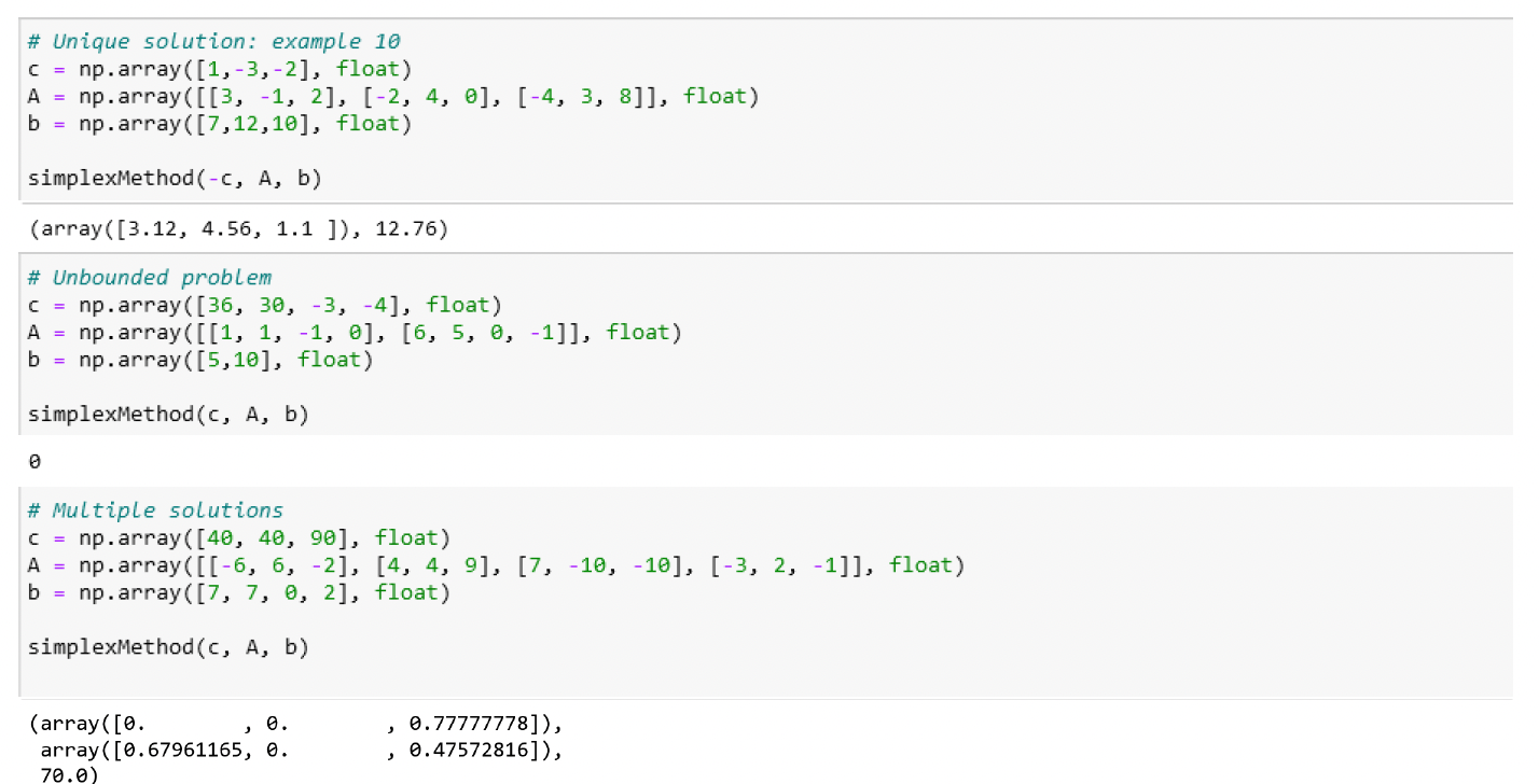 Solved Write a function that performs the SimplexMethod on a | Chegg.com