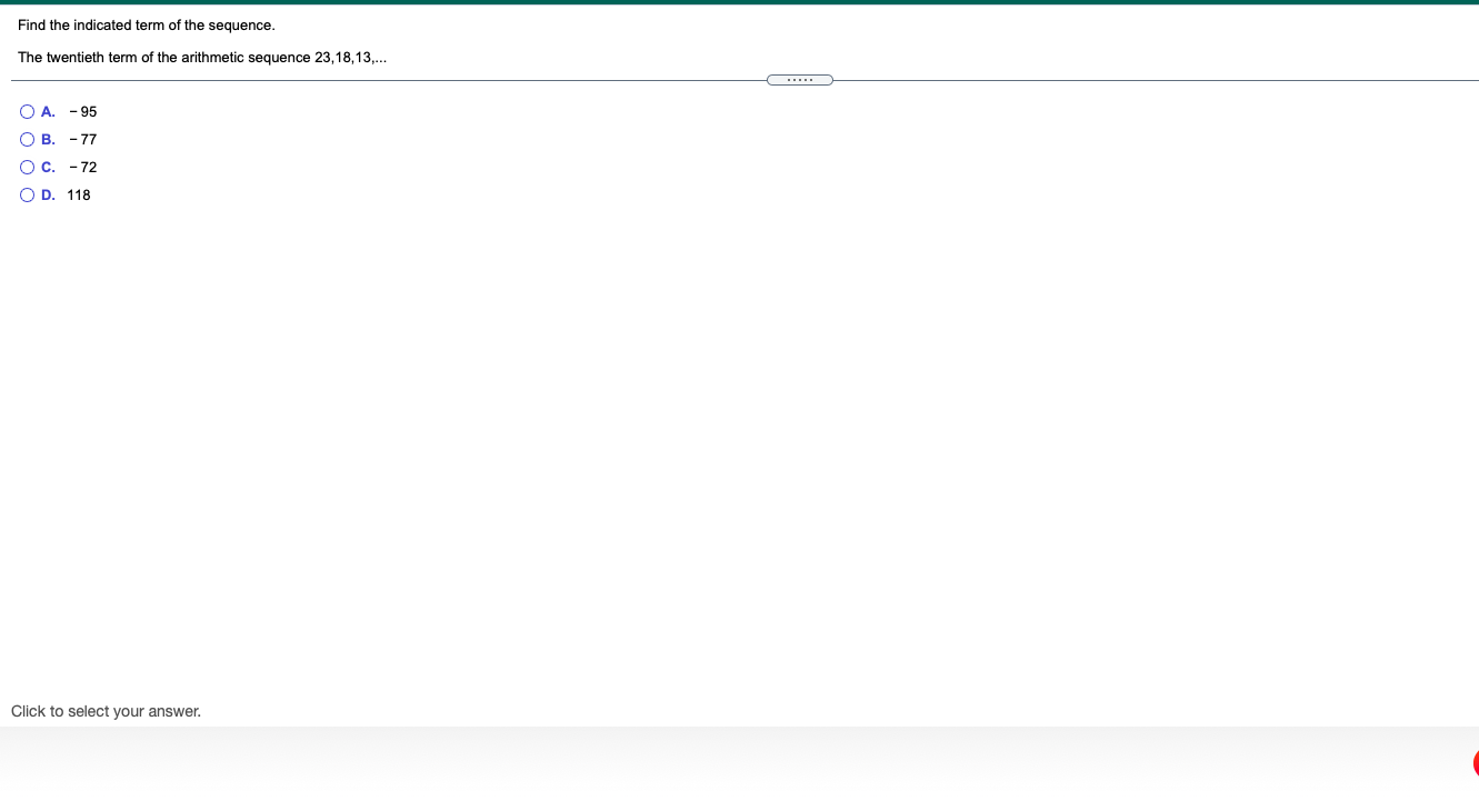 Solved Find the indicated term of the sequence. The | Chegg.com