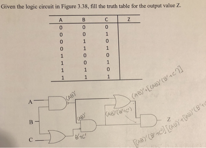 Solved Goven the logic circuit in figure 3.38, fill yhe | Chegg.com