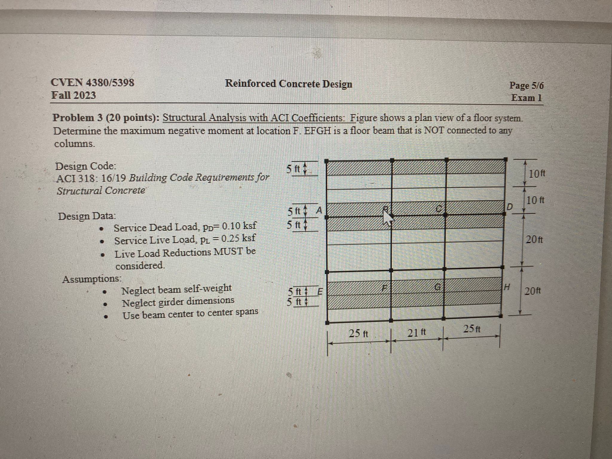 Problem 3 (20 points): Structural Analysis with ACI | Chegg.com