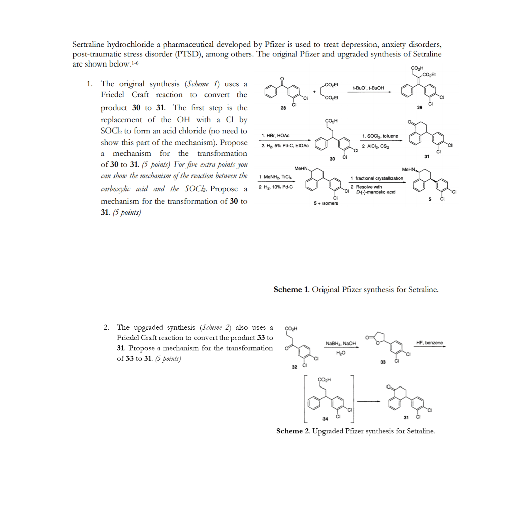 Solved 28 CI Sertraline hydrochloride a pharmaceutical | Chegg.com