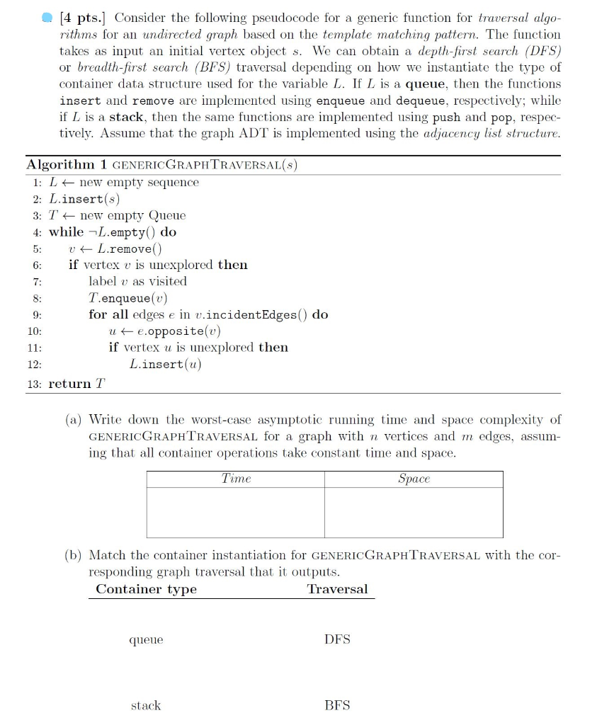 Solved 14 pts. Consider the following pseudocode for a | Chegg.com