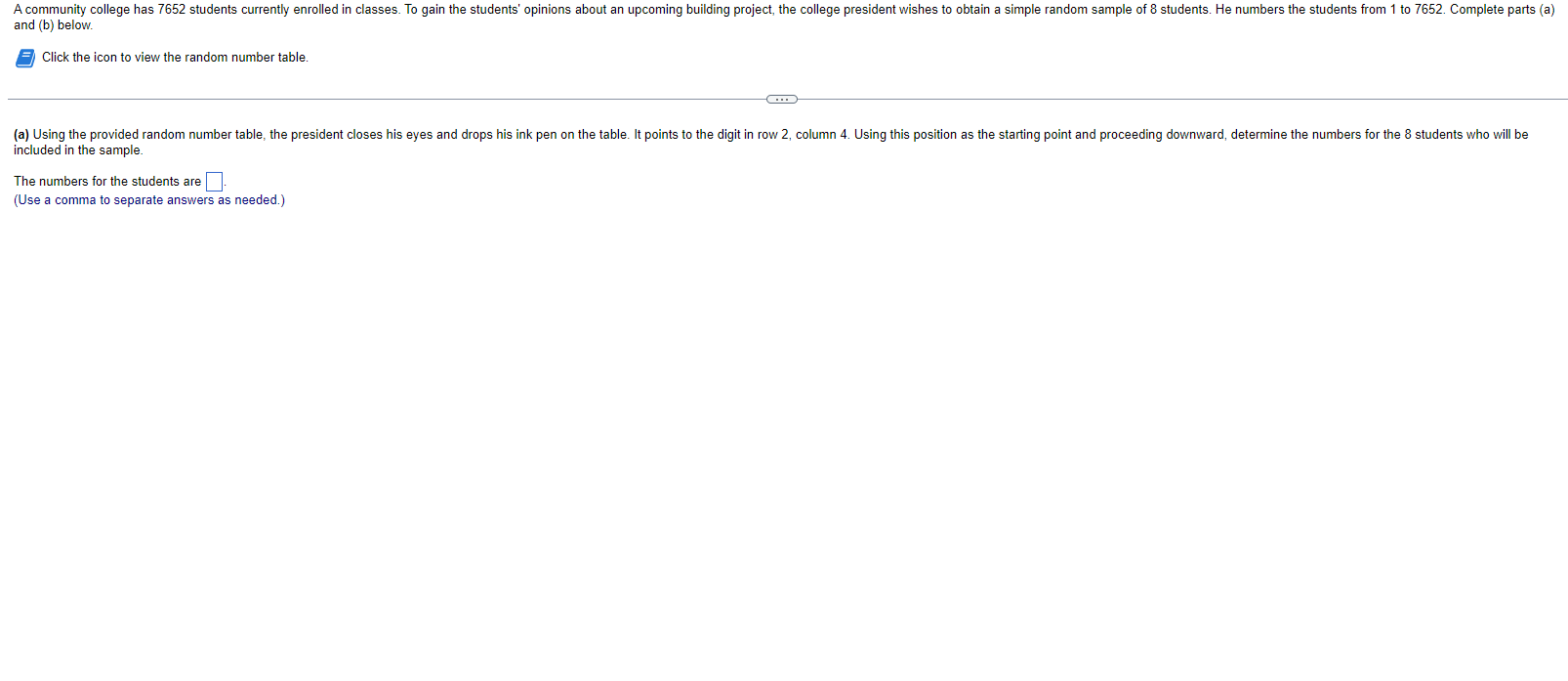 Solved included in the sample. The numbers for the students | Chegg.com