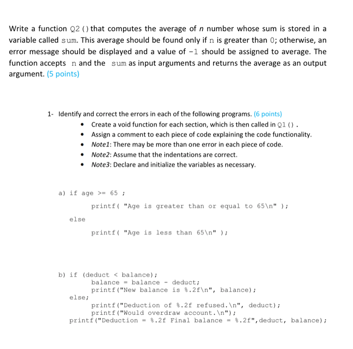 Solved Code in C Not just looking for answers, would like | Chegg.com