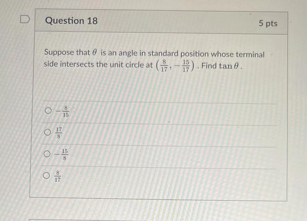 Solved Suppose that θ is an angle in standard position whose | Chegg.com