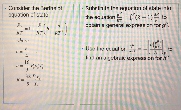 Solved Consider the Berthelot equation of state: Substitute | Chegg.com