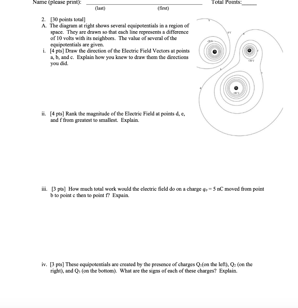 Solved Name (please print): Total Points: (last) (first) OV | Chegg.com