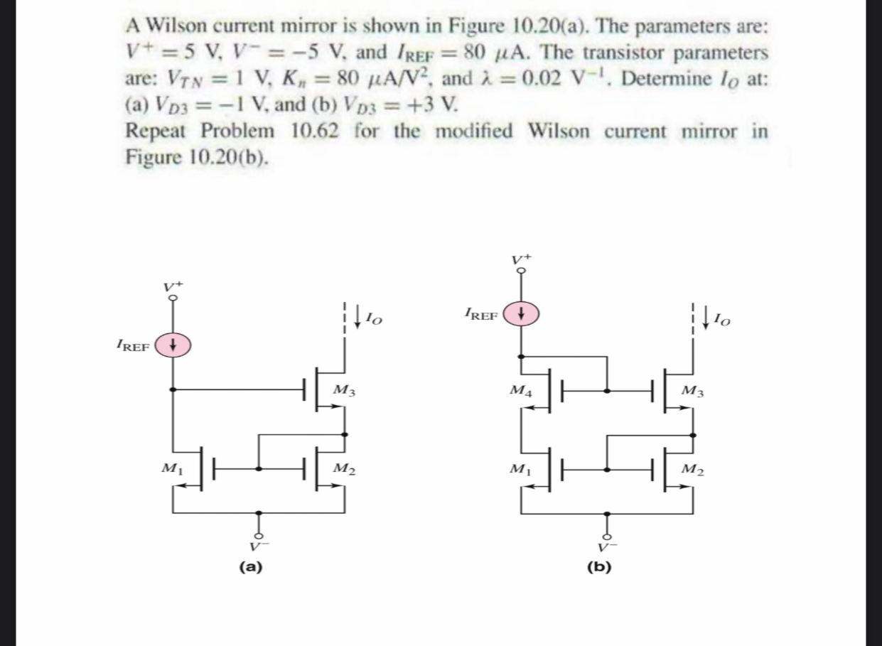 Solved A Wilson current mirror is shown in Figure 10.20(a). | Chegg.com