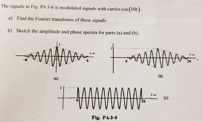 Solved The signals in Fig. P4.3-6 is modulated signals with | Chegg.com