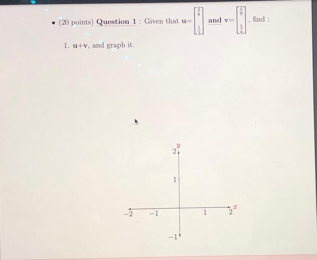 Solved - (20 points) Question 1 : Given that u=[8331] and | Chegg.com