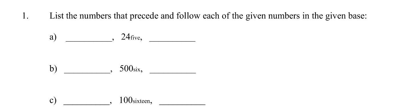 Solved 1. List the numbers that precede and follow each of | Chegg.com
