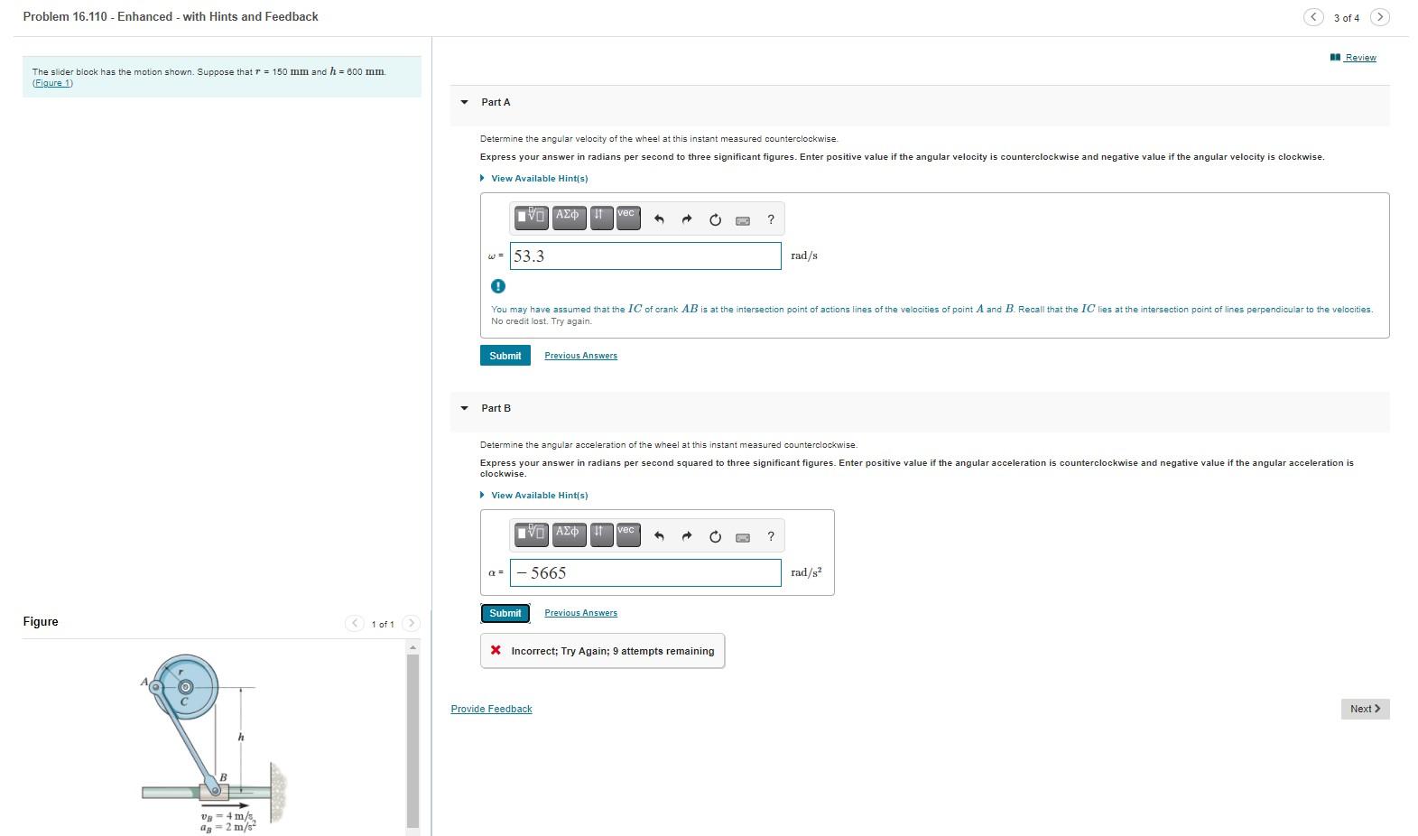 Solved Problem 16.110 - Enhanced with Hints and Feedback 3 | Chegg.com