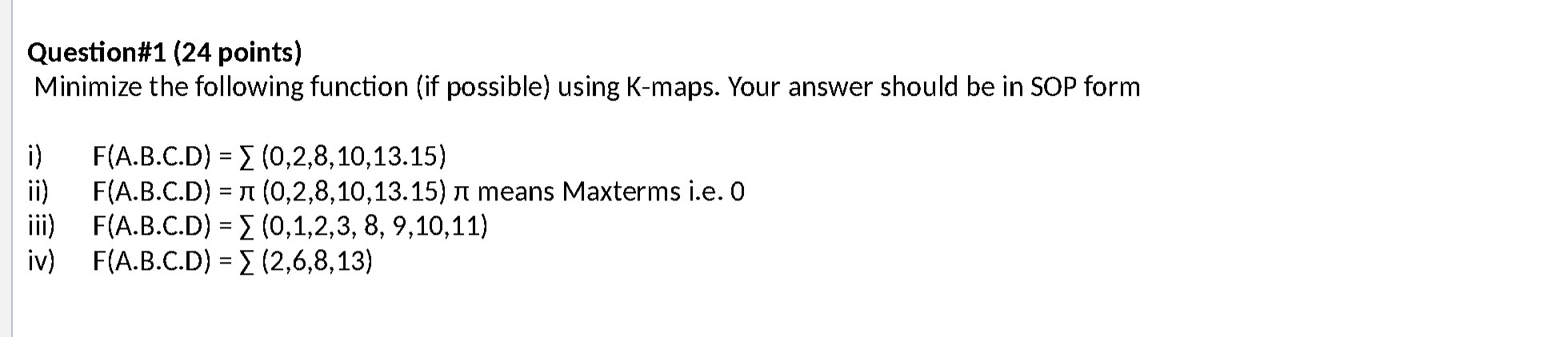 Solved Question#1 (24 points) Minimize the following | Chegg.com