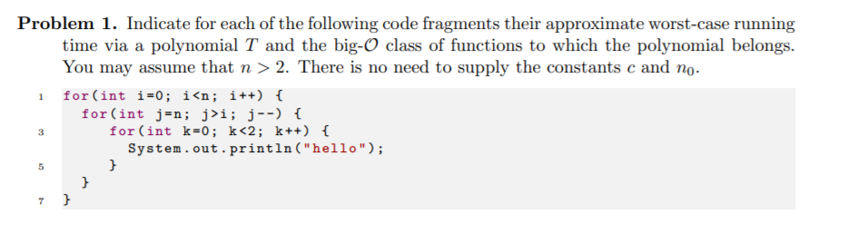 Solved Problem 1. Indicate for each of the following code | Chegg.com