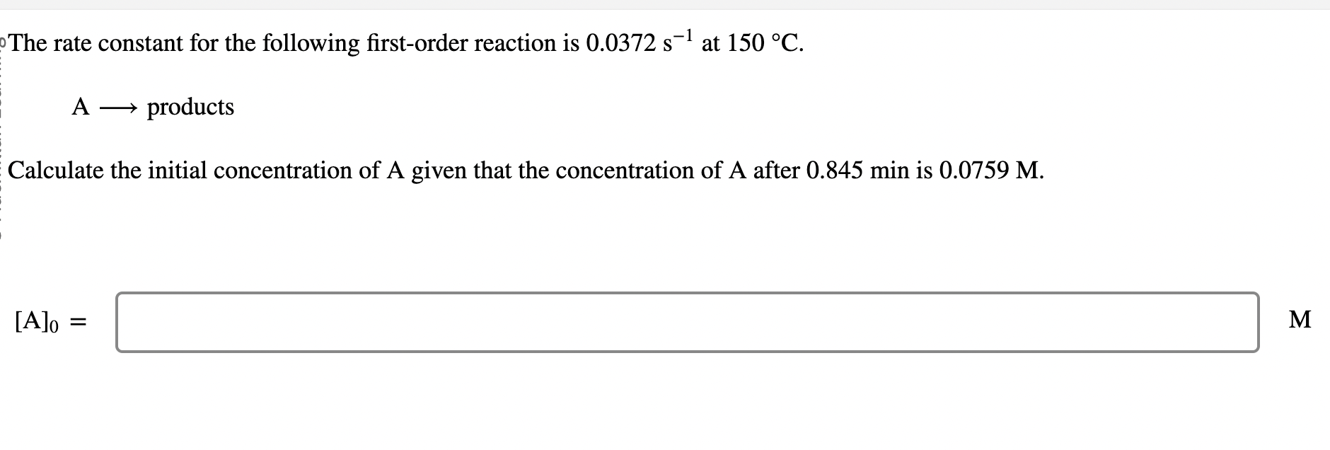 Solved OT ﻿he rate constant for the following first-order | Chegg.com