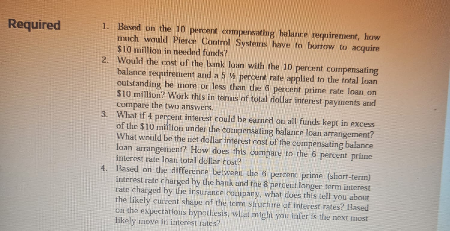 1. Based on the 10 percent compensating balance | Chegg.com