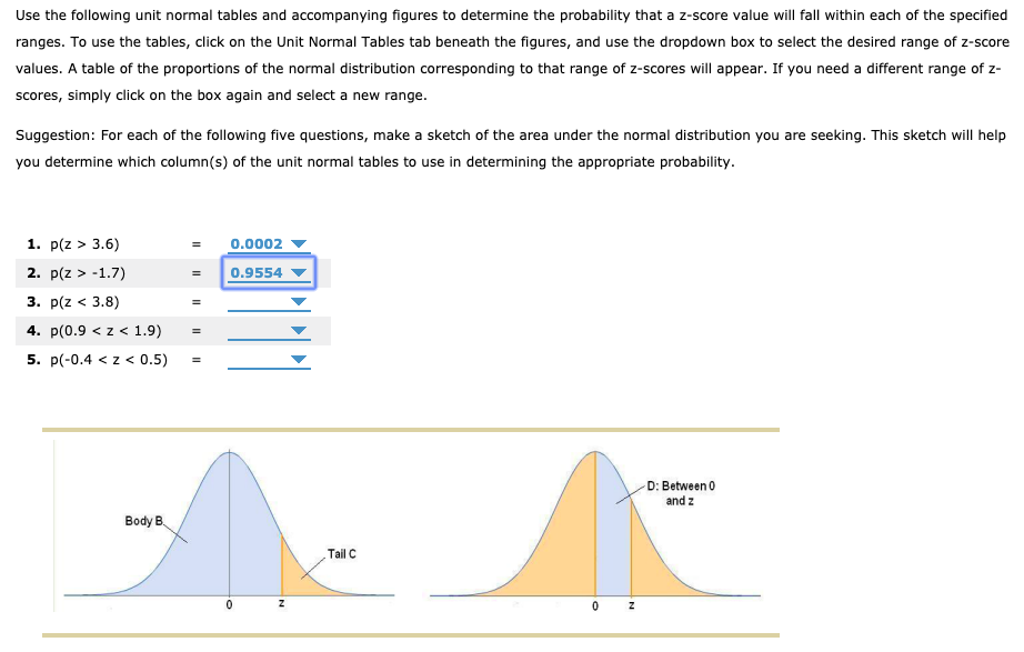Solved Use the following unit normal tables and accompanying | Chegg.com