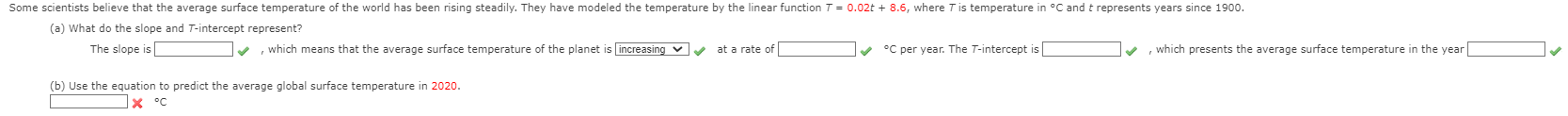Solved (a) What do the slope and T-intercept represent? The | Chegg.com