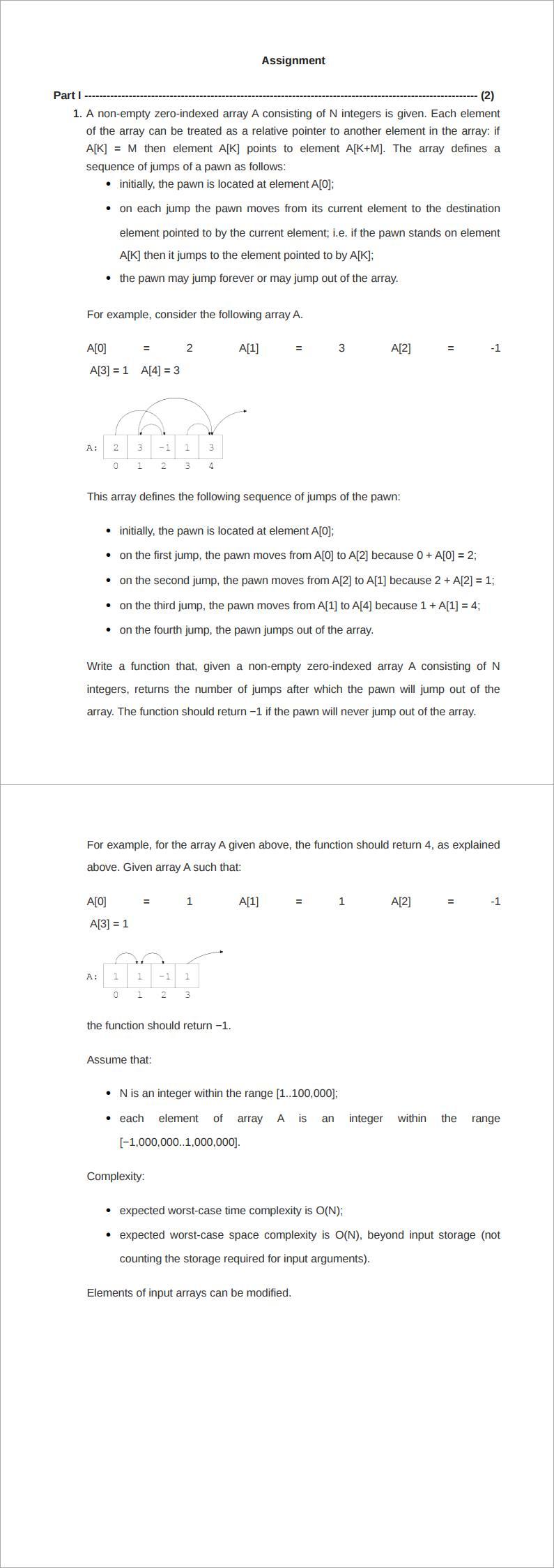 Solved Assignment Part 1 (2) 1. A non-empty zero-indexed | Chegg.com