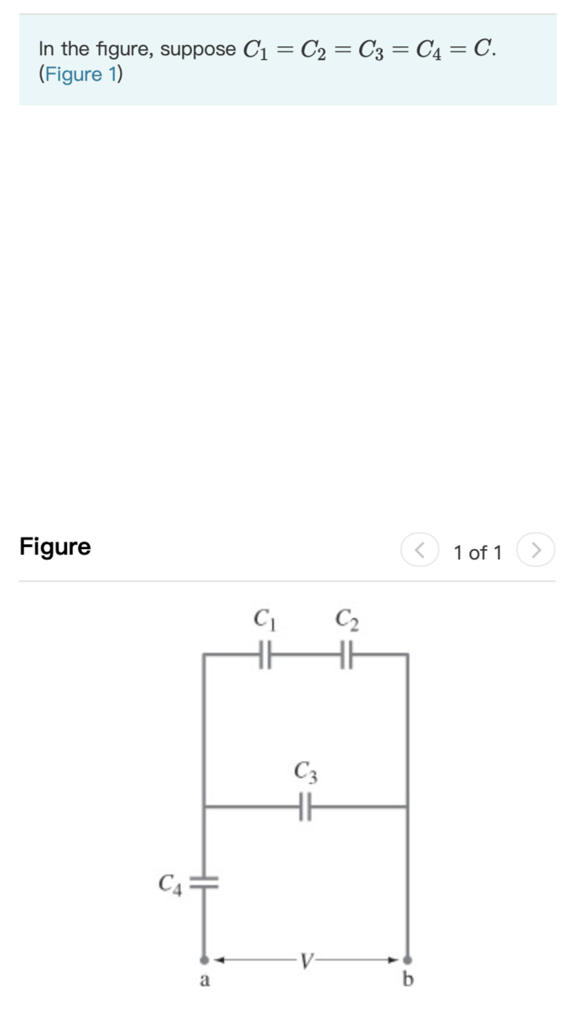 Solved In the figure, suppose C1 = C2 = C3 = C4 = C. (Figure | Chegg.com