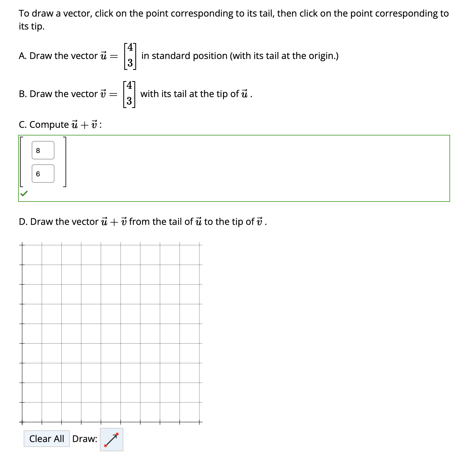 Solved To draw a vector, click on the point corresponding to | Chegg.com