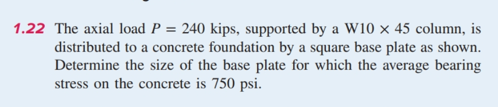 Solved 1.22 The axial load P = 240 kips, supported by a W10 | Chegg.com
