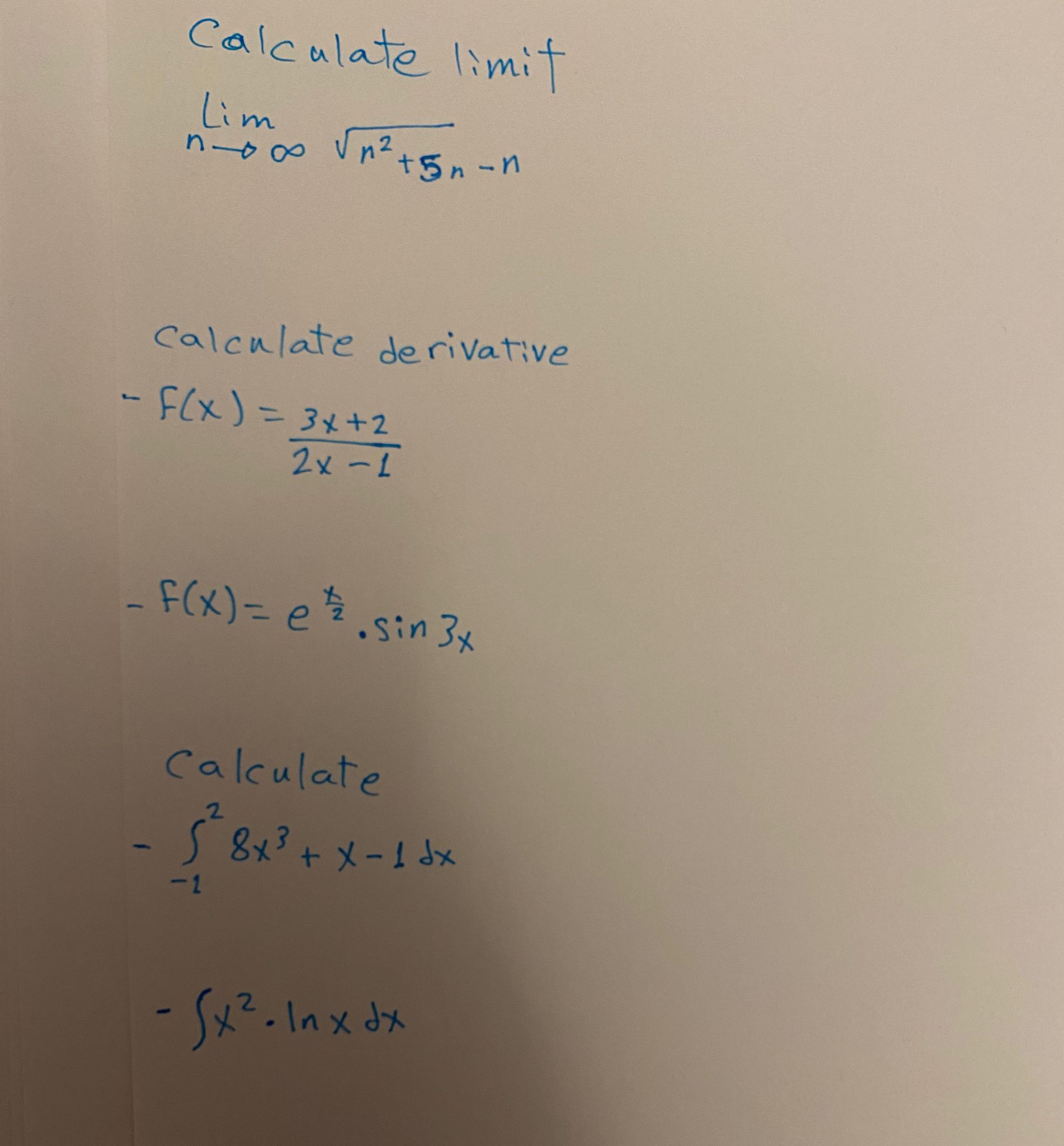 calculate derivative f(x)=2x−13x+2f(x)=e2x⋅sin3x | Chegg.com