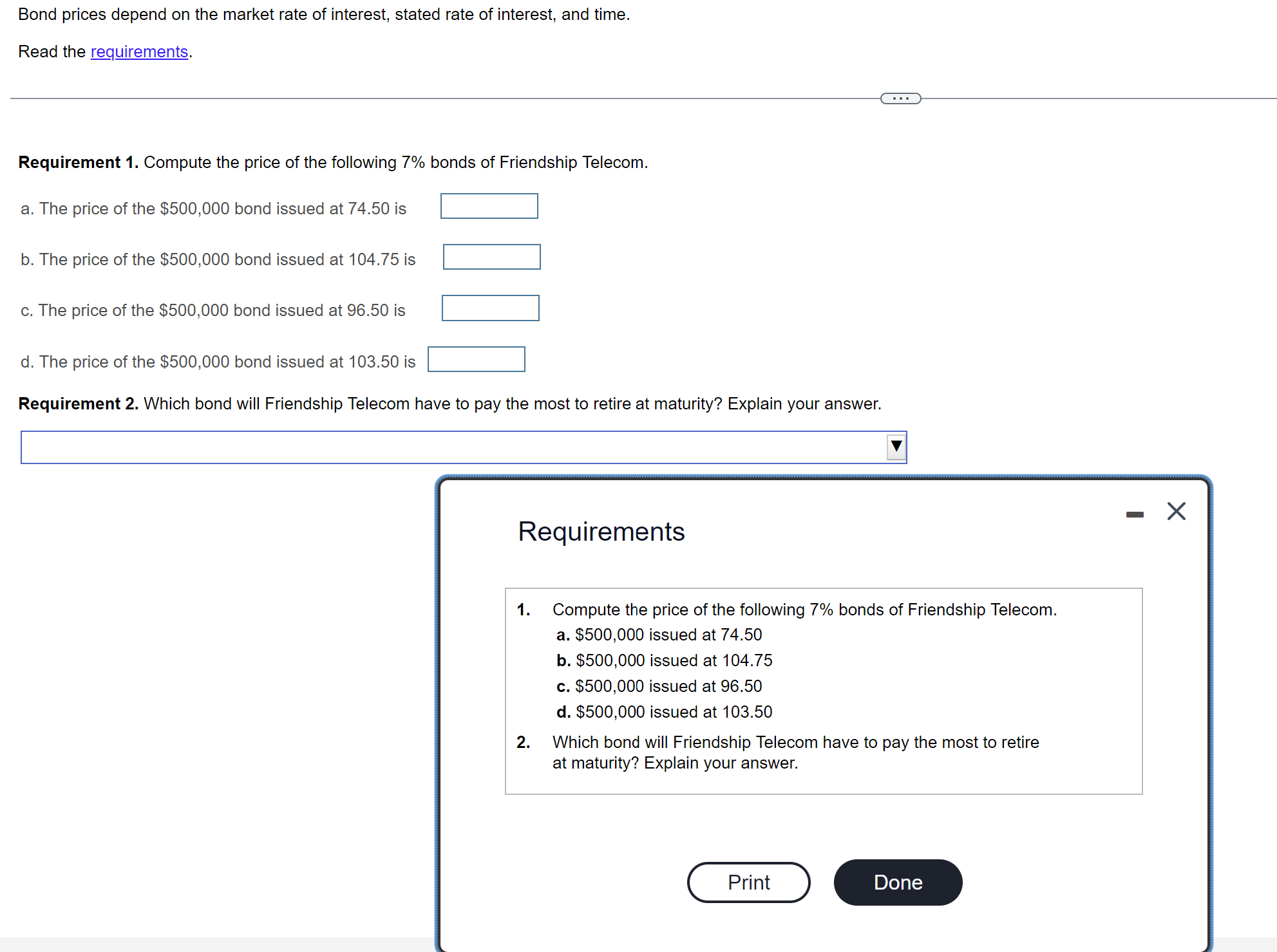 Solved Bond prices depend on the market rate of interest, | Chegg.com