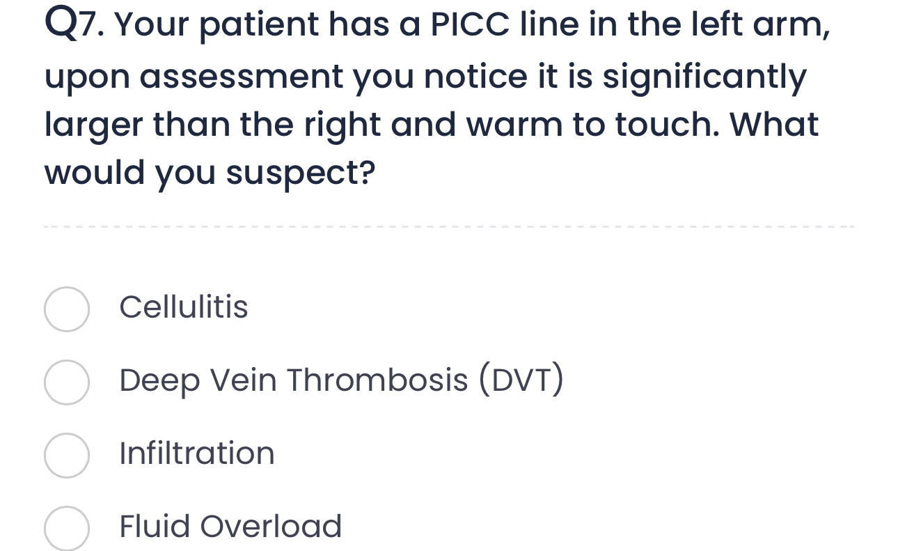 Solved Q7. ﻿Your patient has a PICC line in the left | Chegg.com