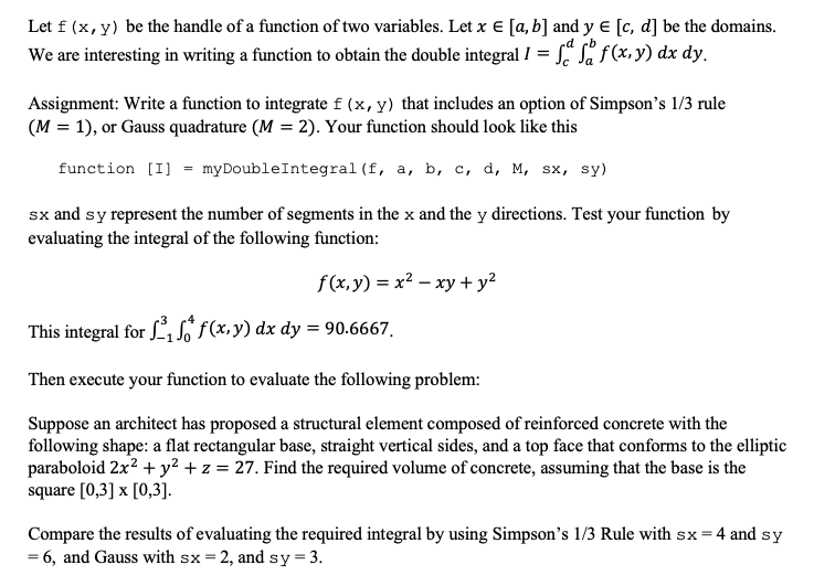 Solved Let F Xy Be The Handle Of A Function Of Two
