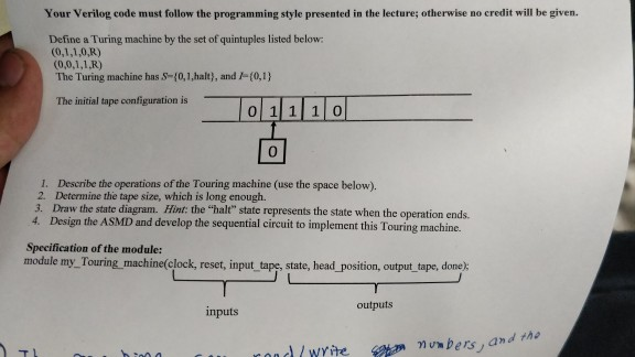 Your Verilog code must follow the programming style | Chegg.com