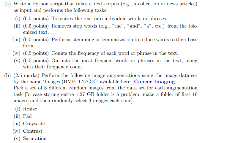 Solved (a) Write a Python script that takes a text corpus | Chegg.com