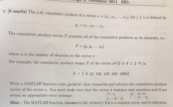 g 2, 1November 2011 SID: 2. [8 marks] The 3-th | Chegg.com