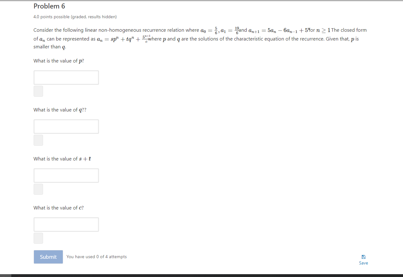 Solved Problem 6 4.0 points possible (graded, results | Chegg.com