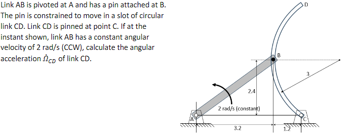 Solved Link AB is pivoted at A and has a pin attached at B. | Chegg.com