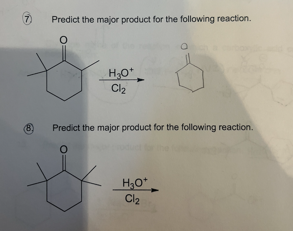 Solved (7.) Predict the major product for the following | Chegg.com