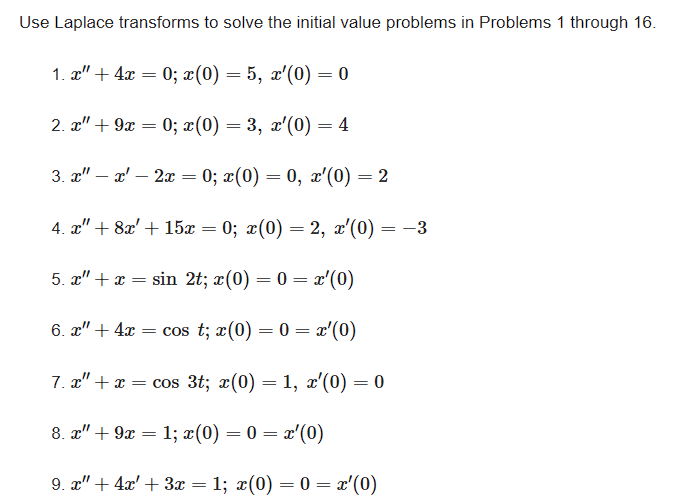 Solved Use Laplace transforms to ﻿solve the initial value | Chegg.com
