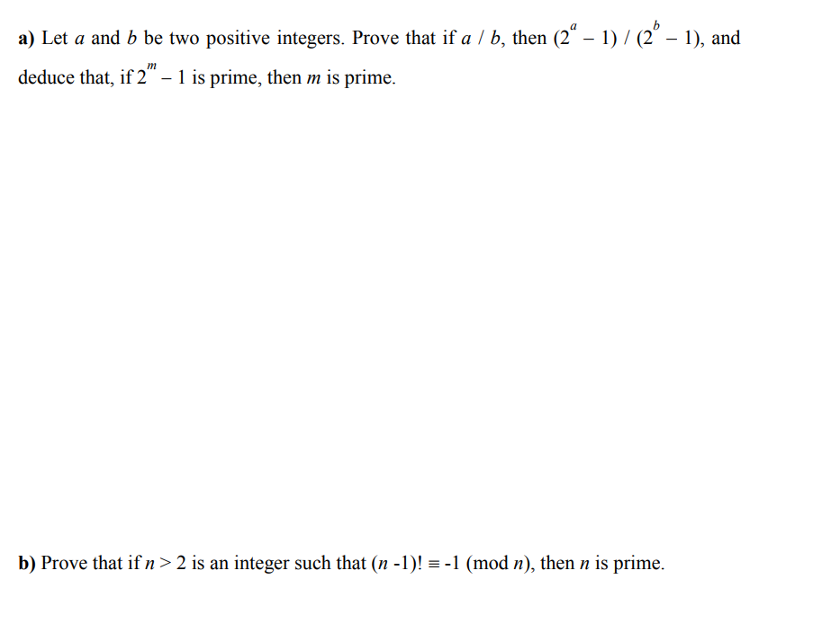Solved a) Let a and b be two positive integers. Prove that | Chegg.com