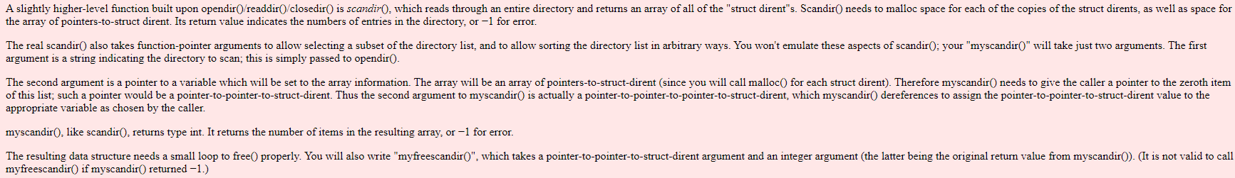 Solved the array of pointers-to-struct dirent. Its return | Chegg.com