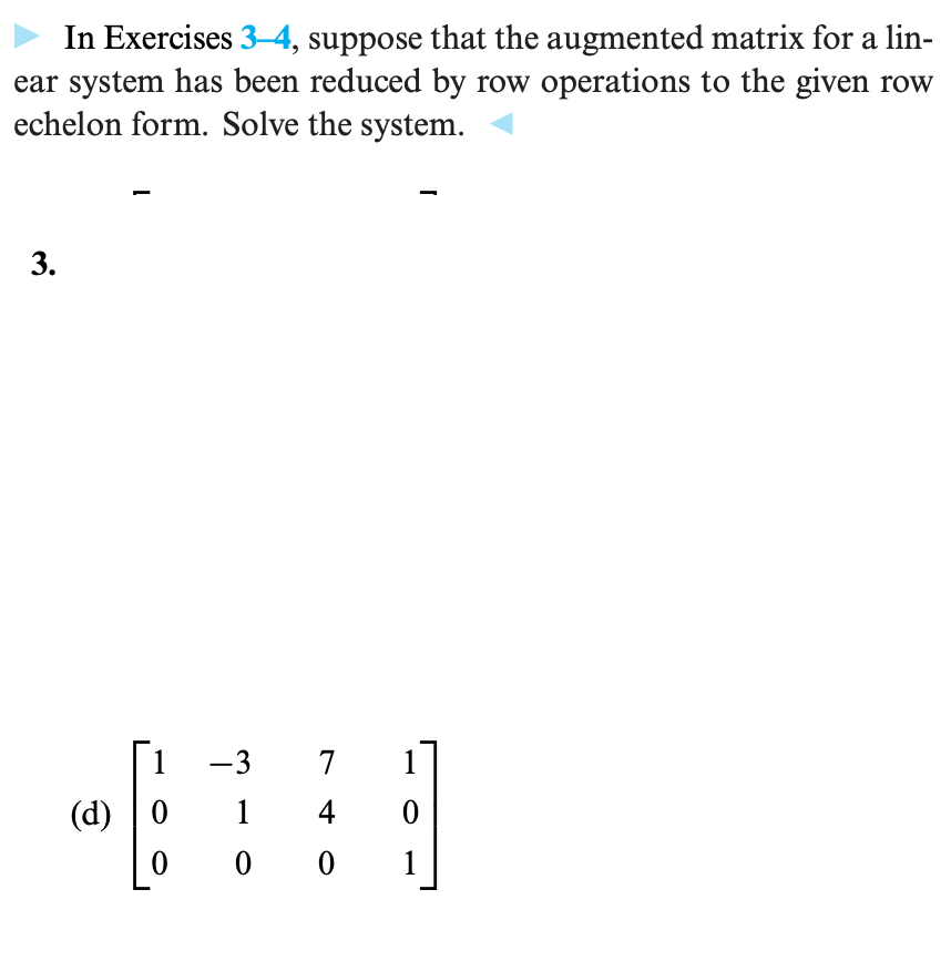 Solved In Exercises 3 4 Suppose That The Augmented Matrix