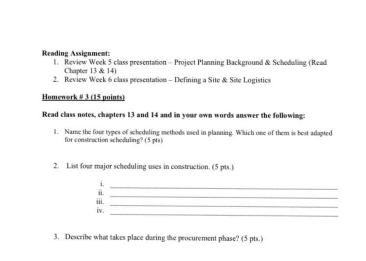 Solved Reading Assignment: 1. Review Week 5 class | Chegg.com