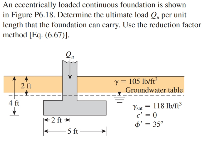 Solved An eccentrically loaded continuous foundation is | Chegg.com