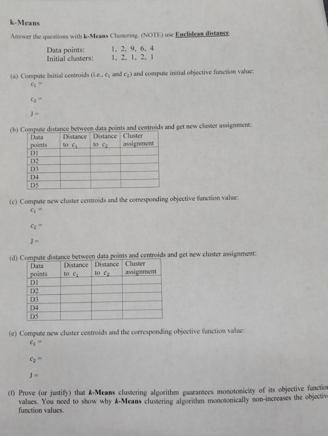 Solved k-Means Answer the questions with k-Means Clustering. | Chegg.com