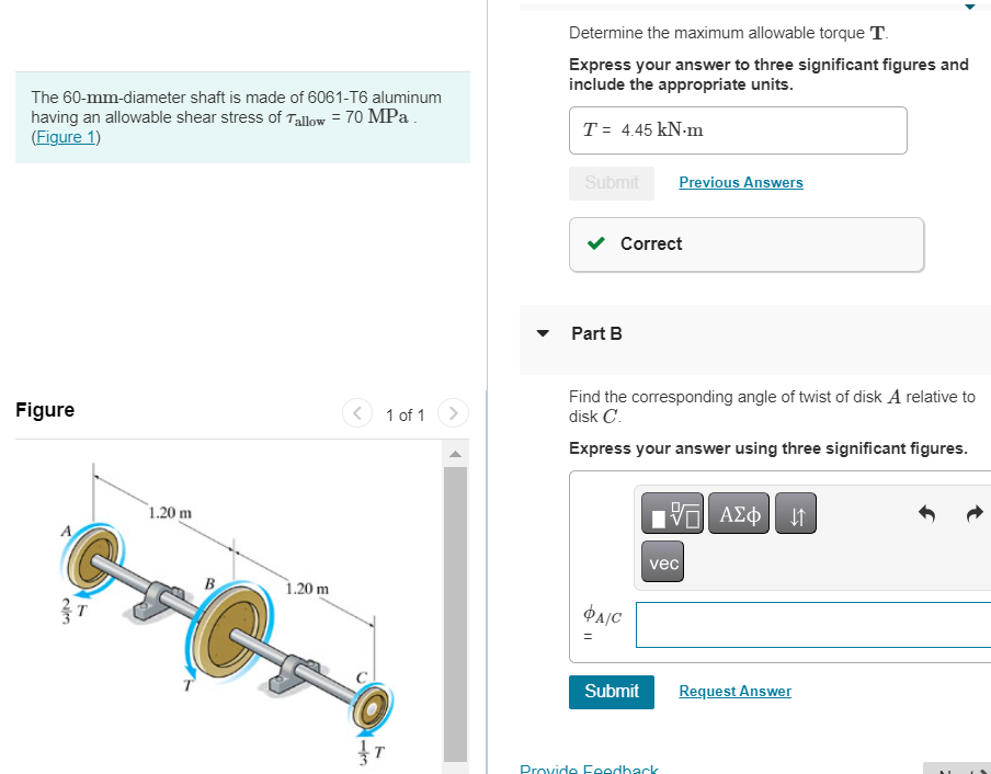 Solved Determine the maximum allowable torque T. Express | Chegg.com