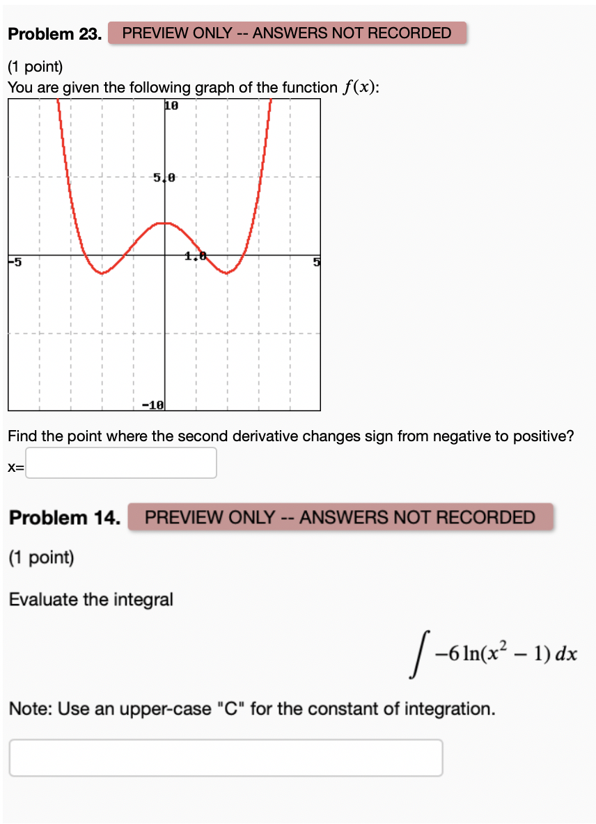 Solved Problem 23. PREVIEW ONLY -- ANSWERS NOT RECORDED (1 | Chegg.com