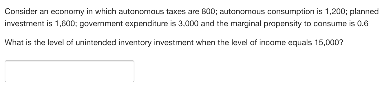 Solved Consider An Economy In Which Autonomous Taxes Are Chegg