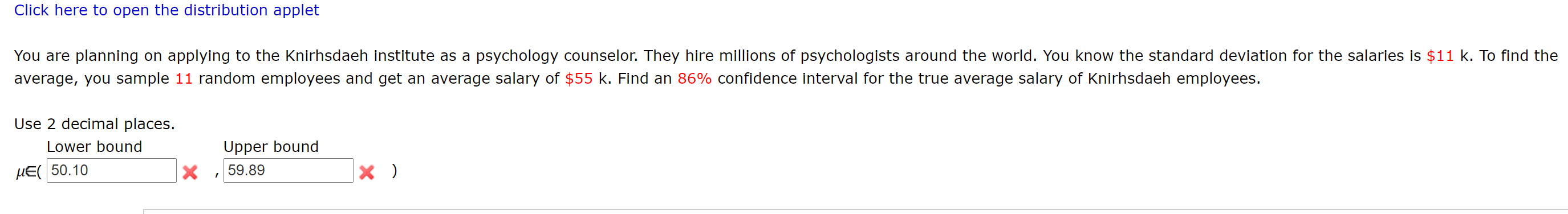 Solved Click here to open the distribution applet You are | Chegg.com